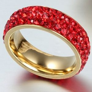 Jewelry | Goldplated Red Crystal Ring | Poshmark